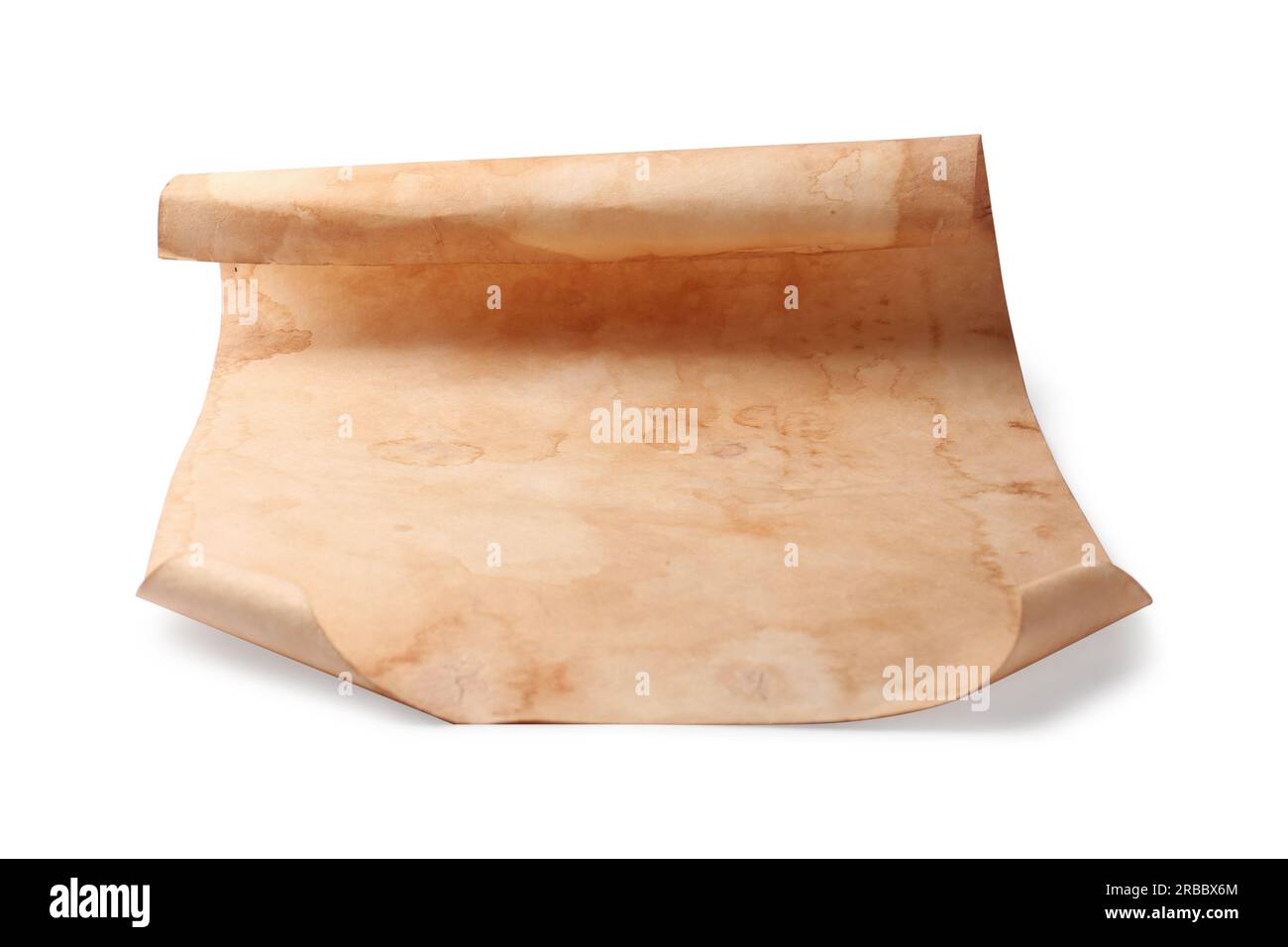 Sheet of old parchment paper on white background Stock Photo - Alamy