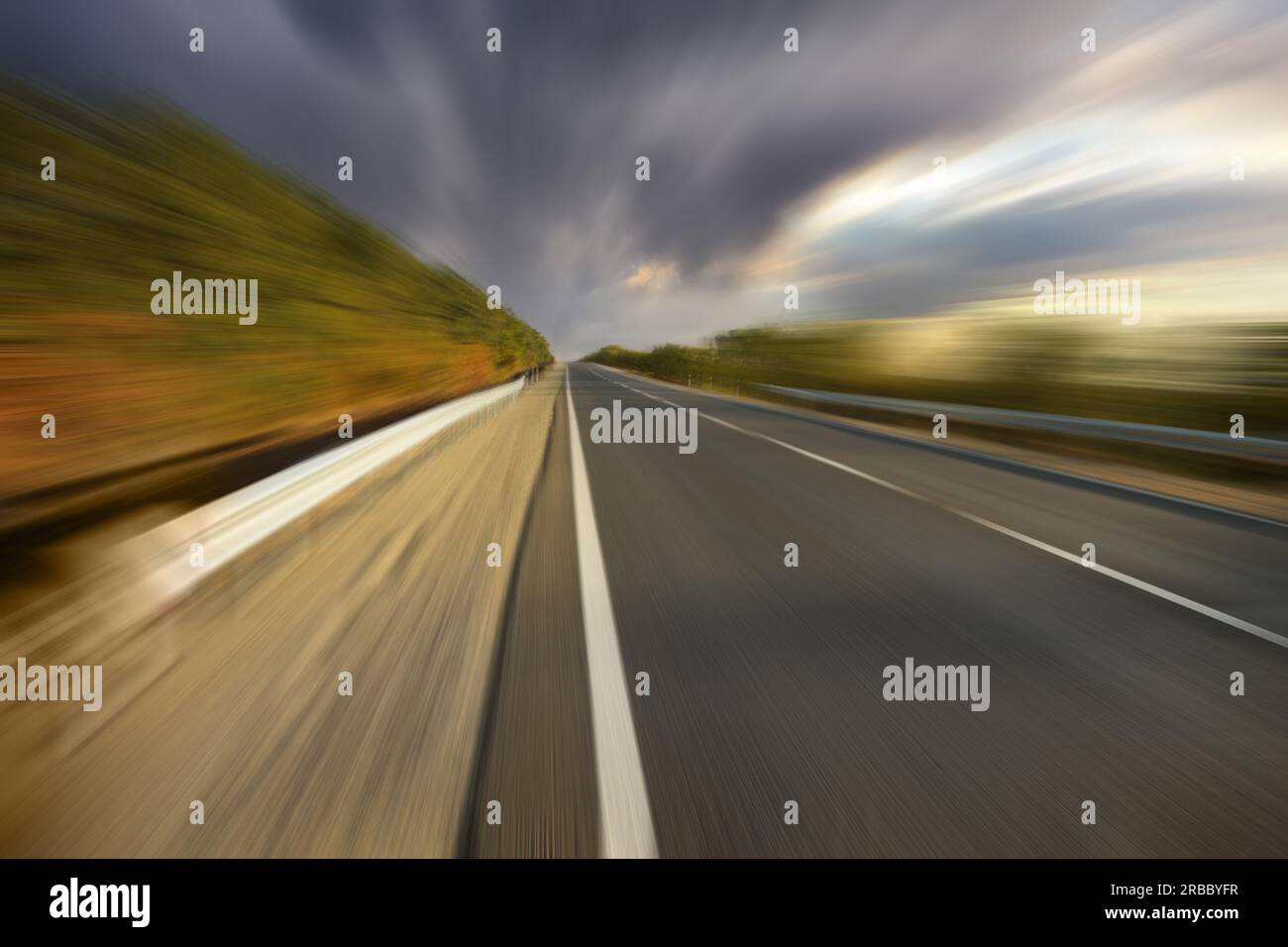 Asphalt country road without transport, motion blur effect Stock Photo ...