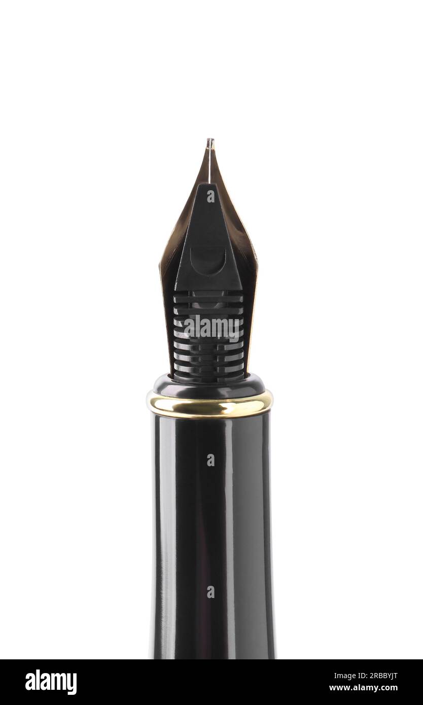 Stylish black fountain pen isolated on white Stock Photo - Alamy