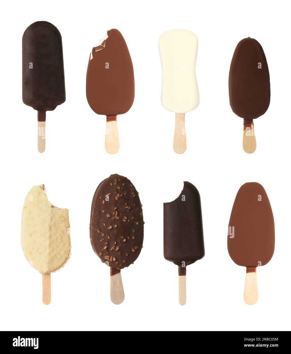 Set of different tasty glazed ice creams on white background Stock ...