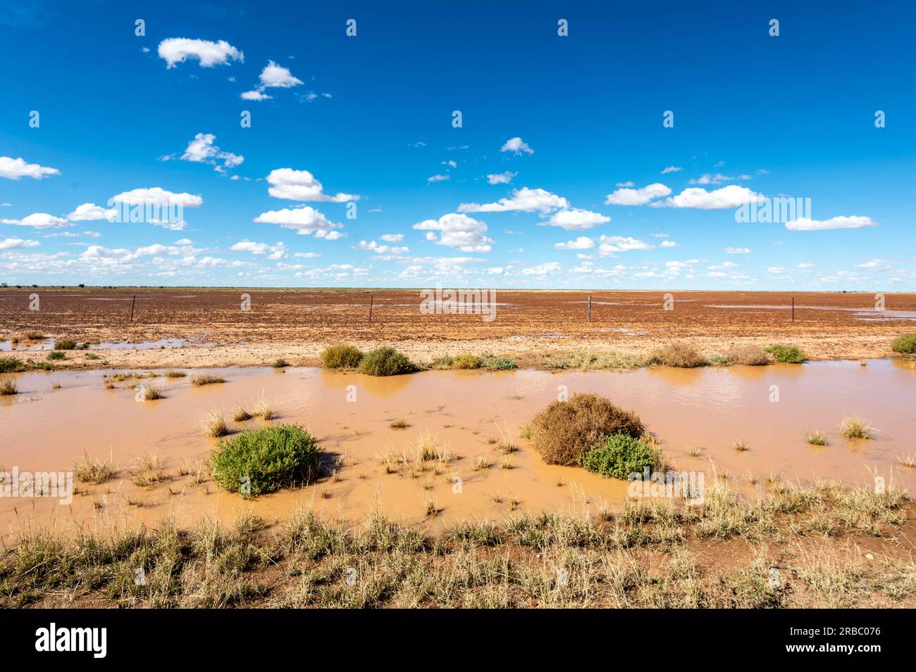 View of flooded Australian Outback, Queensland, QLD, Australia Stock ...
