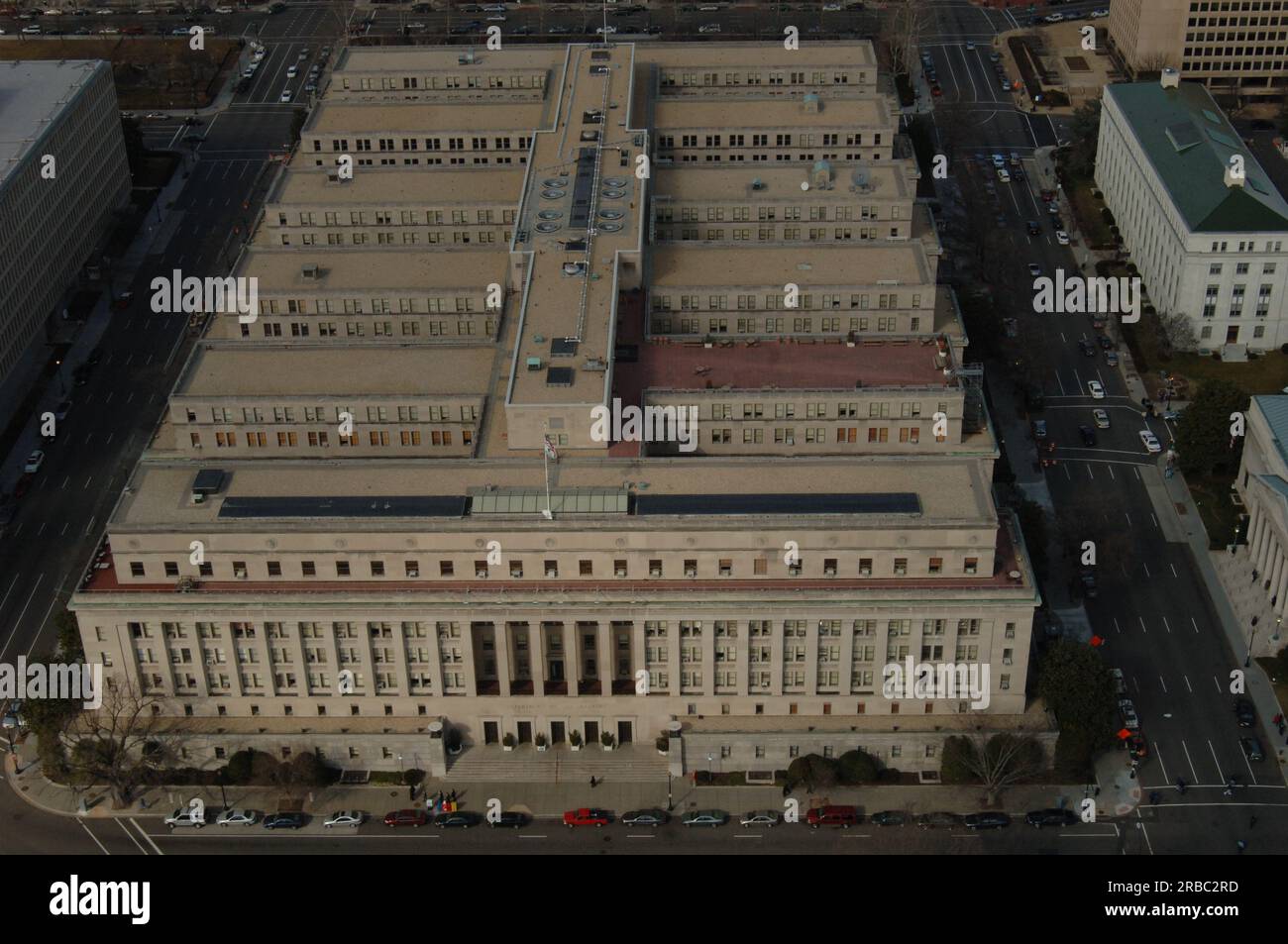 Aerial views of Main Interior, buildings and monuments in the vicinity ...