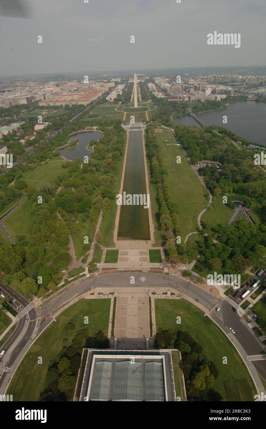 Aerial views of Washington, D.C. buildings, monuments, landscapes ...