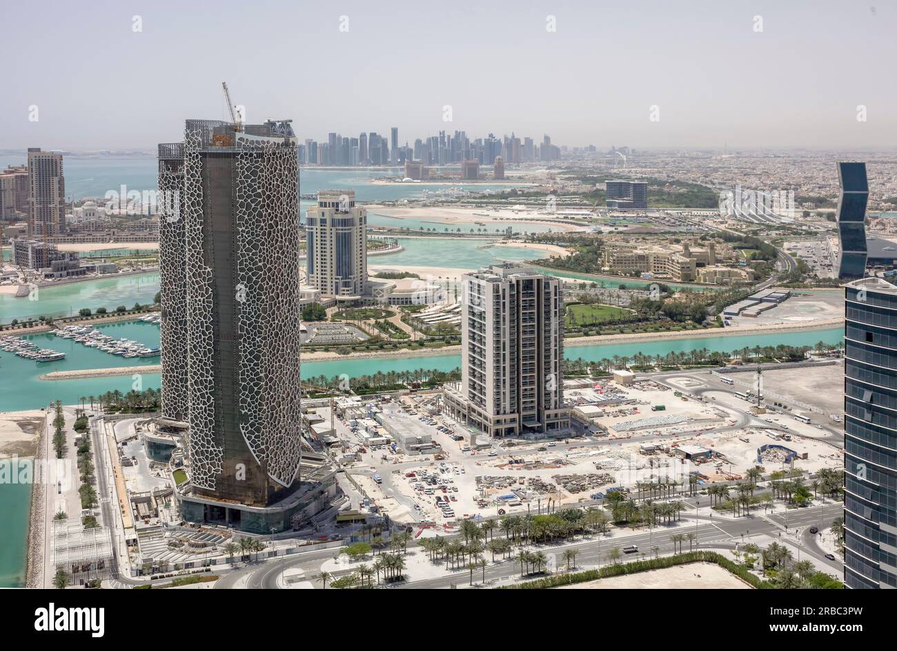 Doha skyline viewed from still-developing Lusail district Stock Photo ...