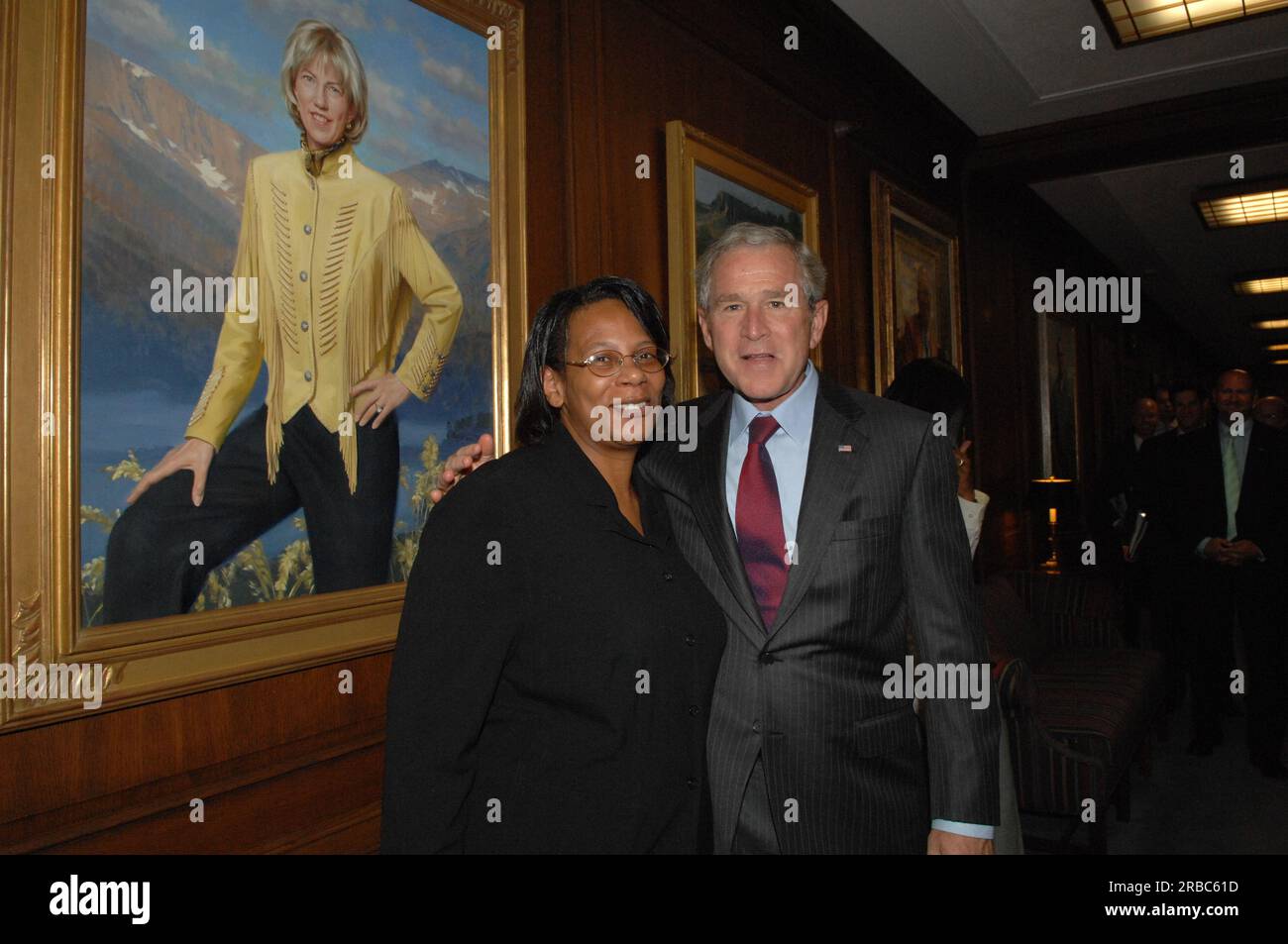 President George W. Bush touring offices in Main Interior, meeting ...