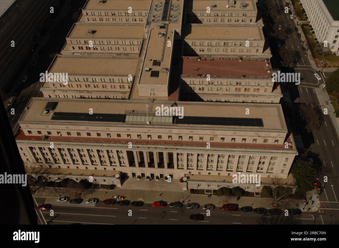 Aerial views of Main Interior, buildings and monuments in the vicinity ...