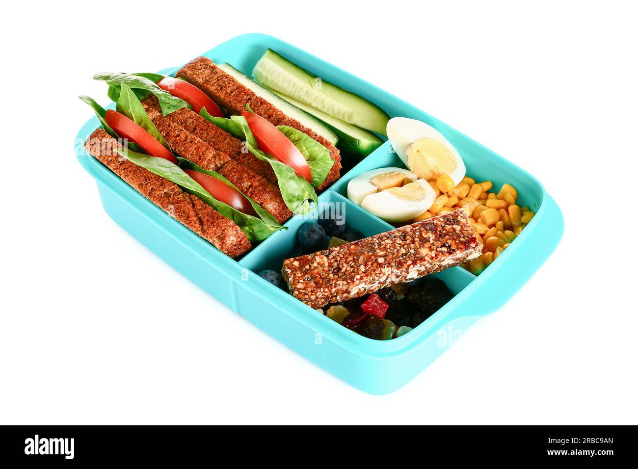Lunchbox with tasty food isolated on white background Stock Photo - Alamy