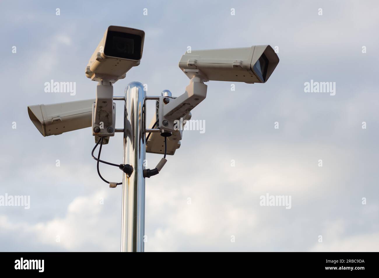 CCTV street cameras on pole. 3D render illustration Stock Photo - Alamy