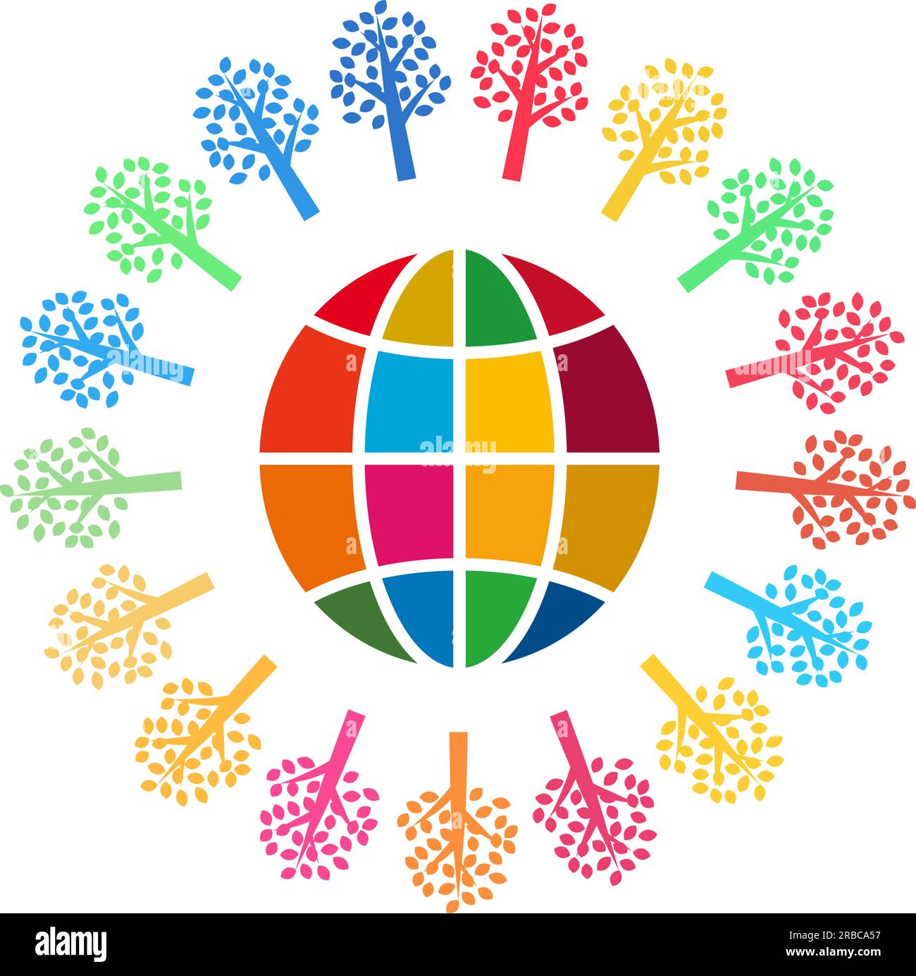 Colorful tree and earth image logo in SDGs colors, Vector Illustration ...