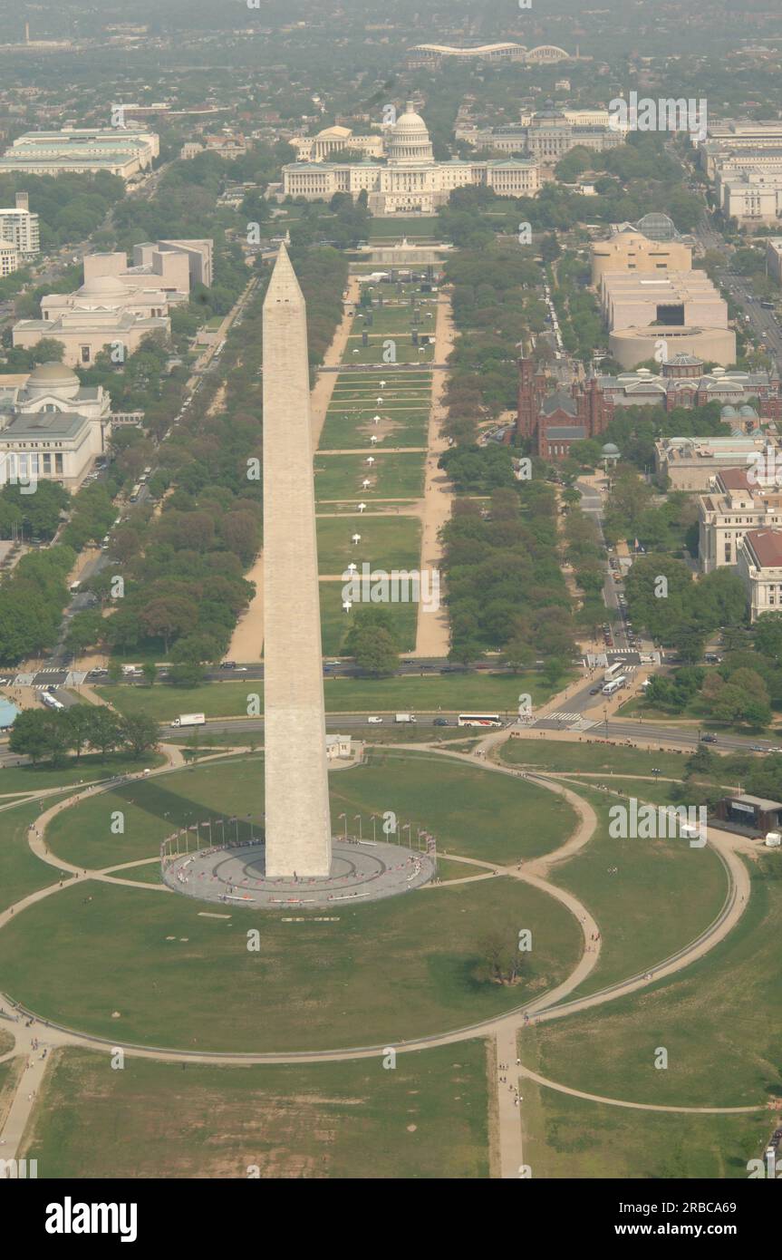 Aerial views of Washington, D.C. buildings, monuments, landscapes ...