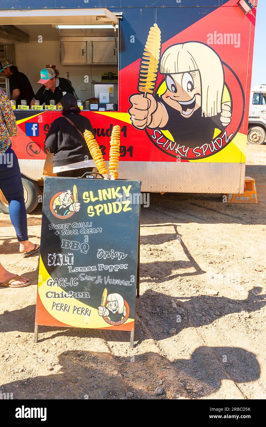 Slinky Spudz Food Stall at the Bedourie Camel Race event, an Australian ...