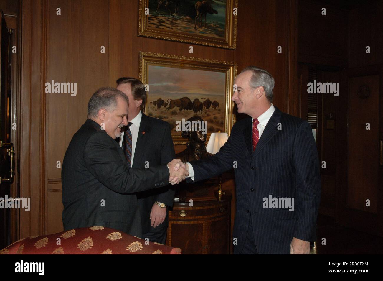 Secretary Dirk Kempthorne meeting at Main Interior with the members of ...
