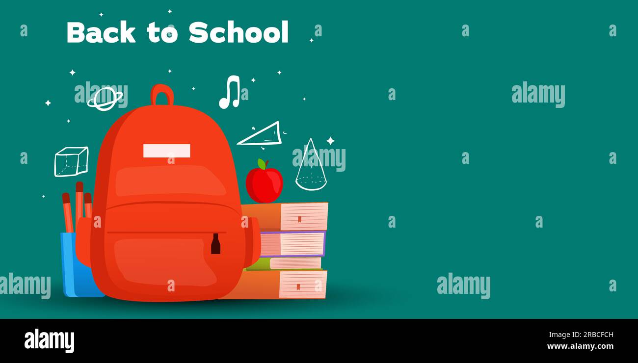 gradient design back to school, horizontal banner with copy space area ...