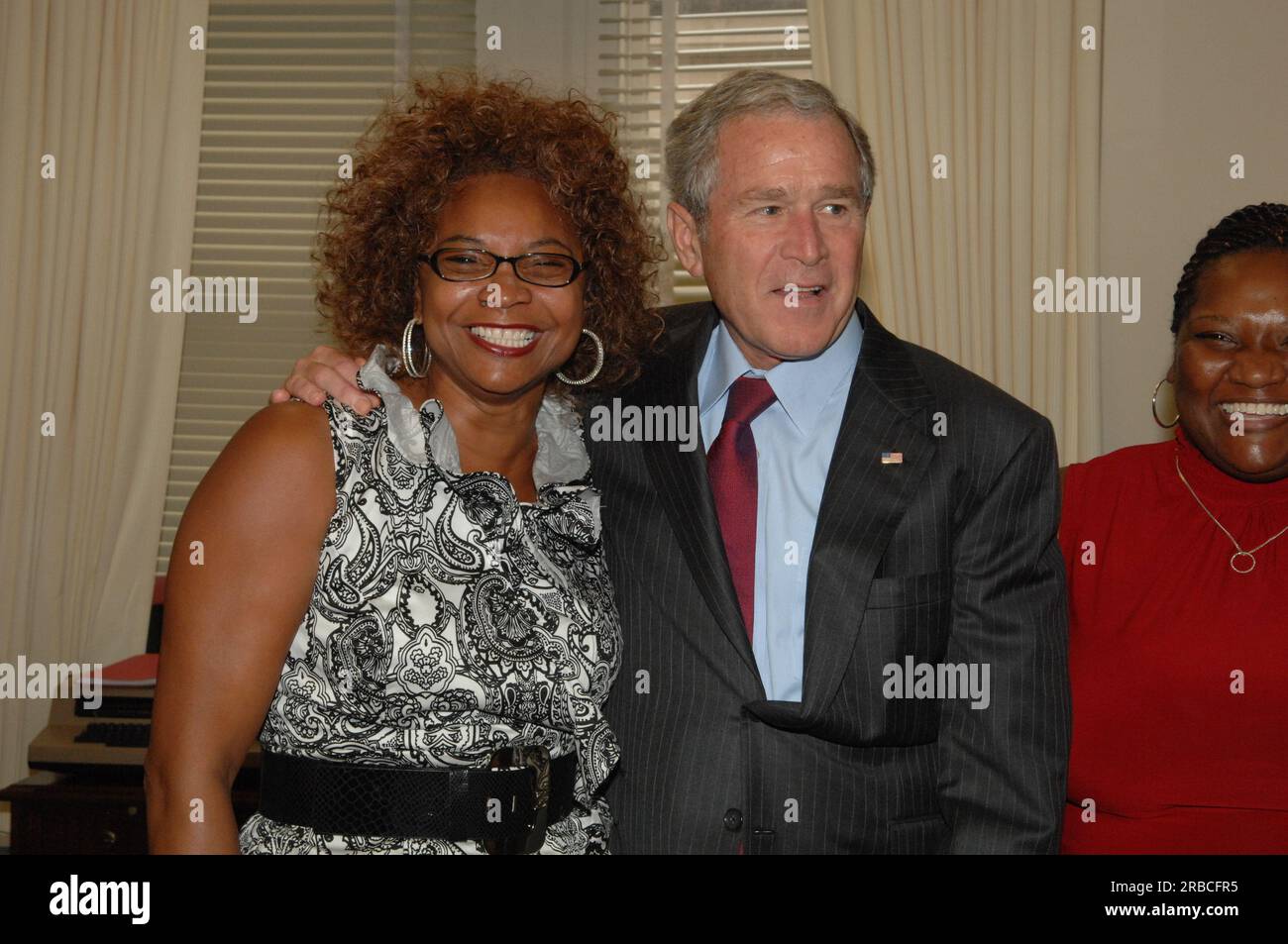 President George W. Bush touring offices in Main Interior, meeting ...