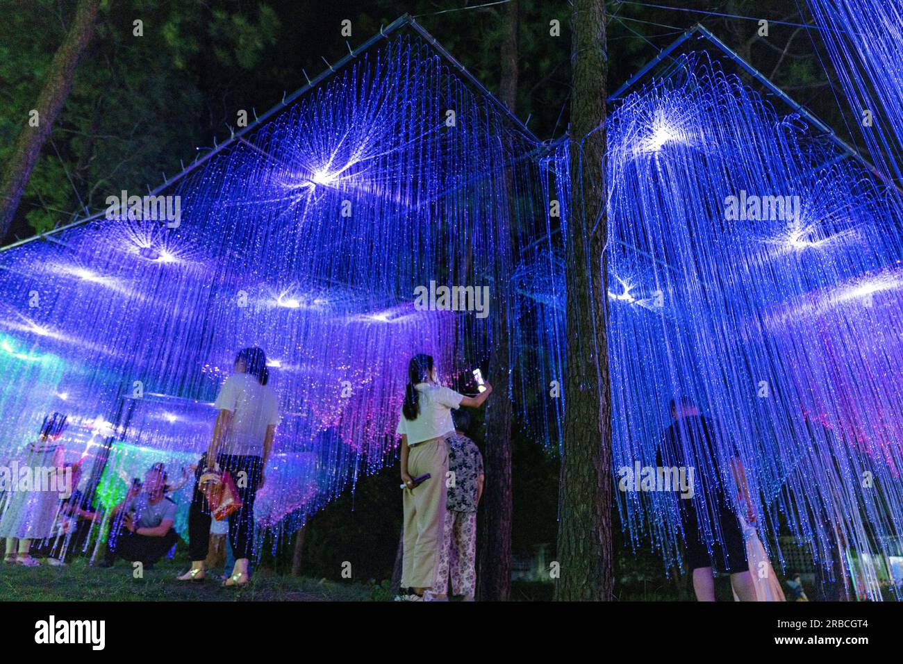 HEFEI, CHINA - JULY 8, 2023 - Visitors enjoy a lantern show at the Joy ...