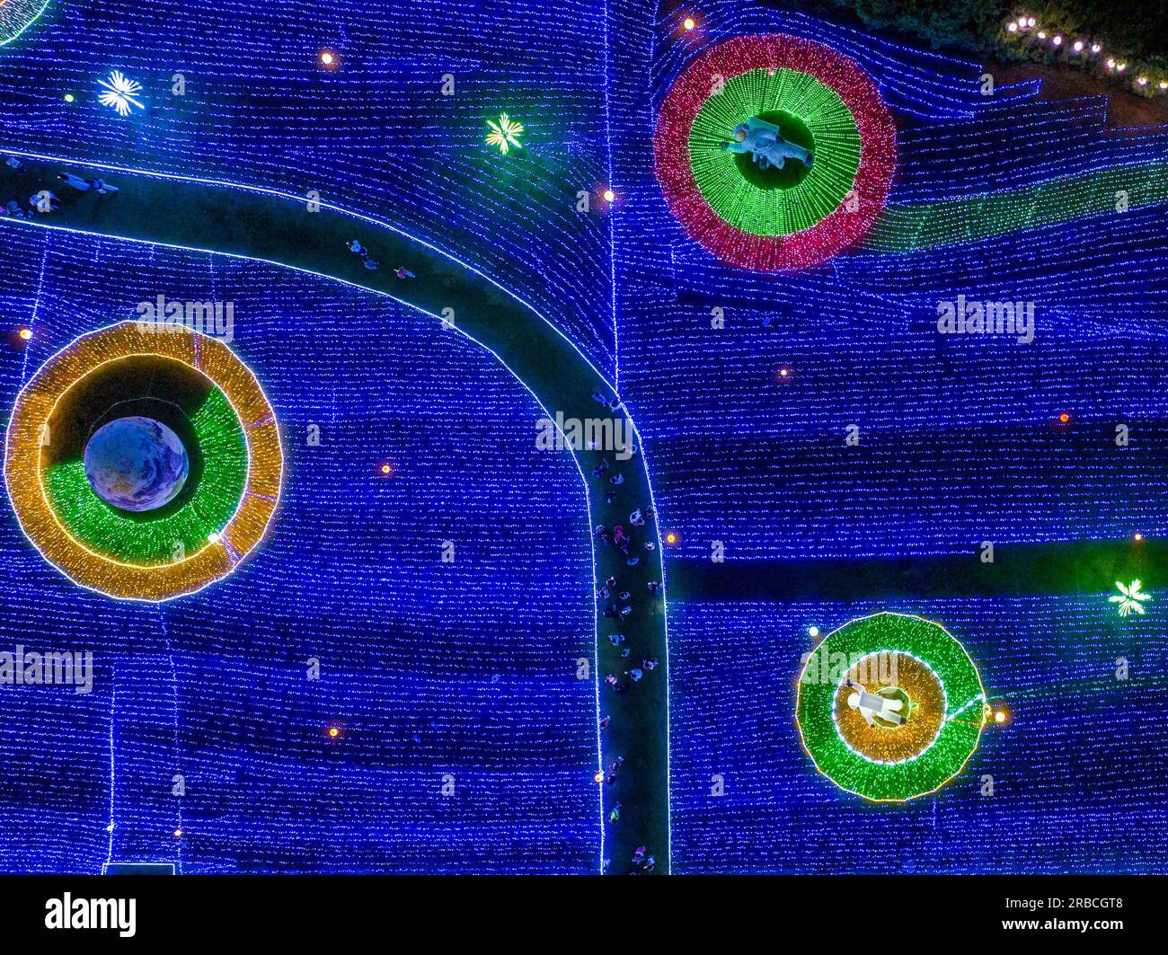 HEFEI, CHINA - JULY 8, 2023 - Visitors enjoy a lantern show at the Joy ...