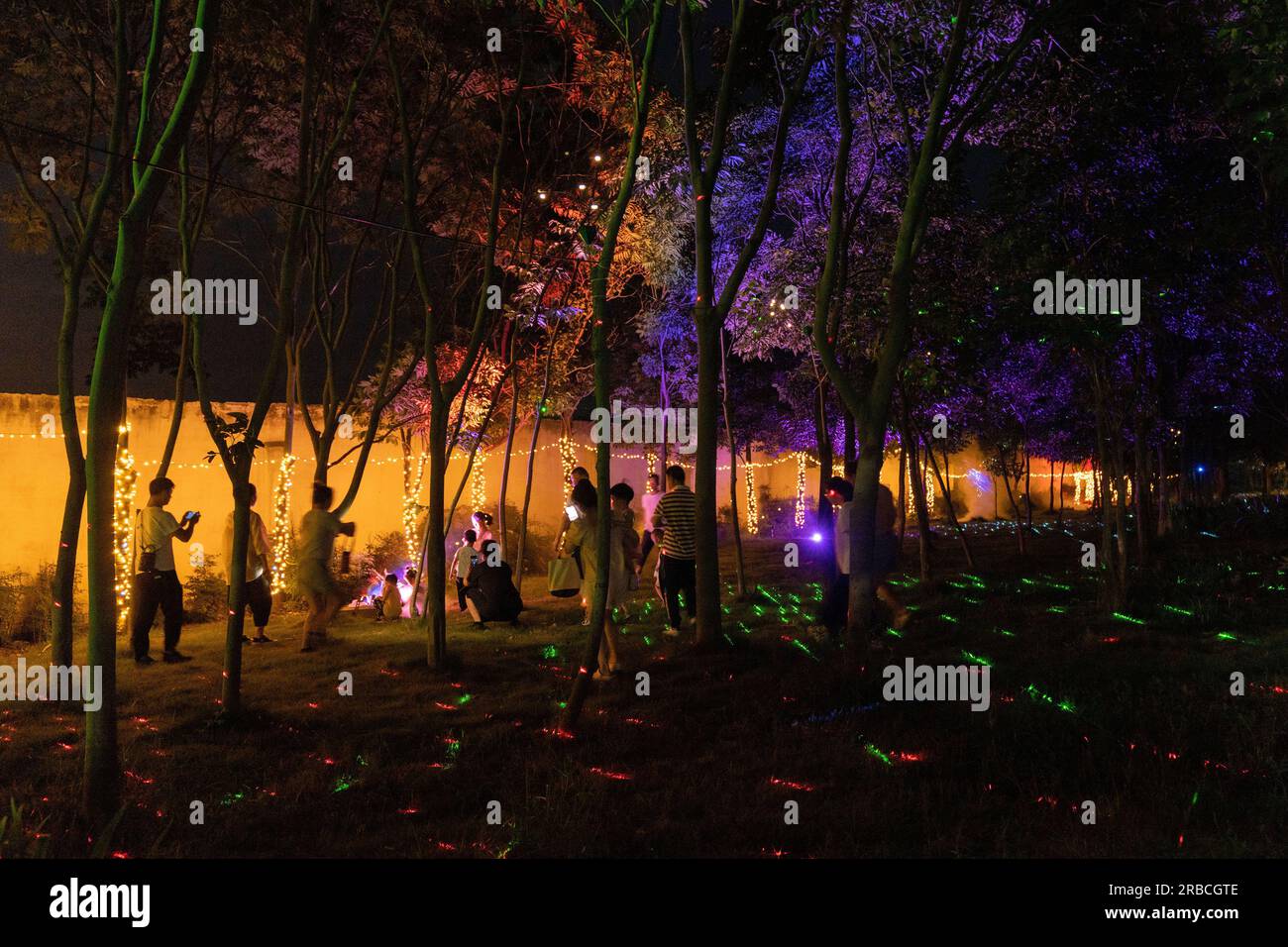HEFEI, CHINA - JULY 8, 2023 - Visitors enjoy a lantern show at the Joy ...