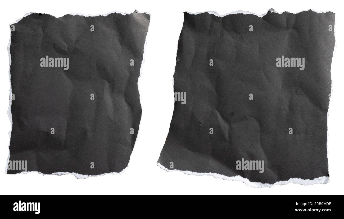 Black paper torn into two pieces with clipping path Stock Photo - Alamy