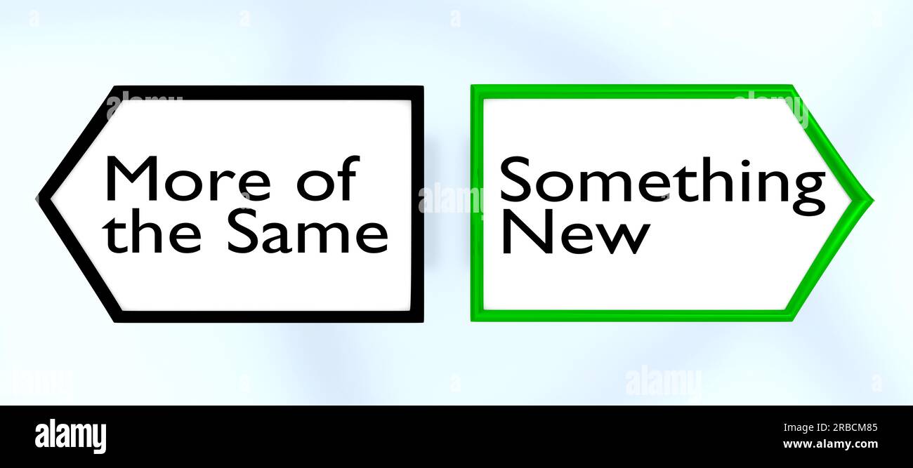 3D illustration of two road signs; pointing to opposite directions ...