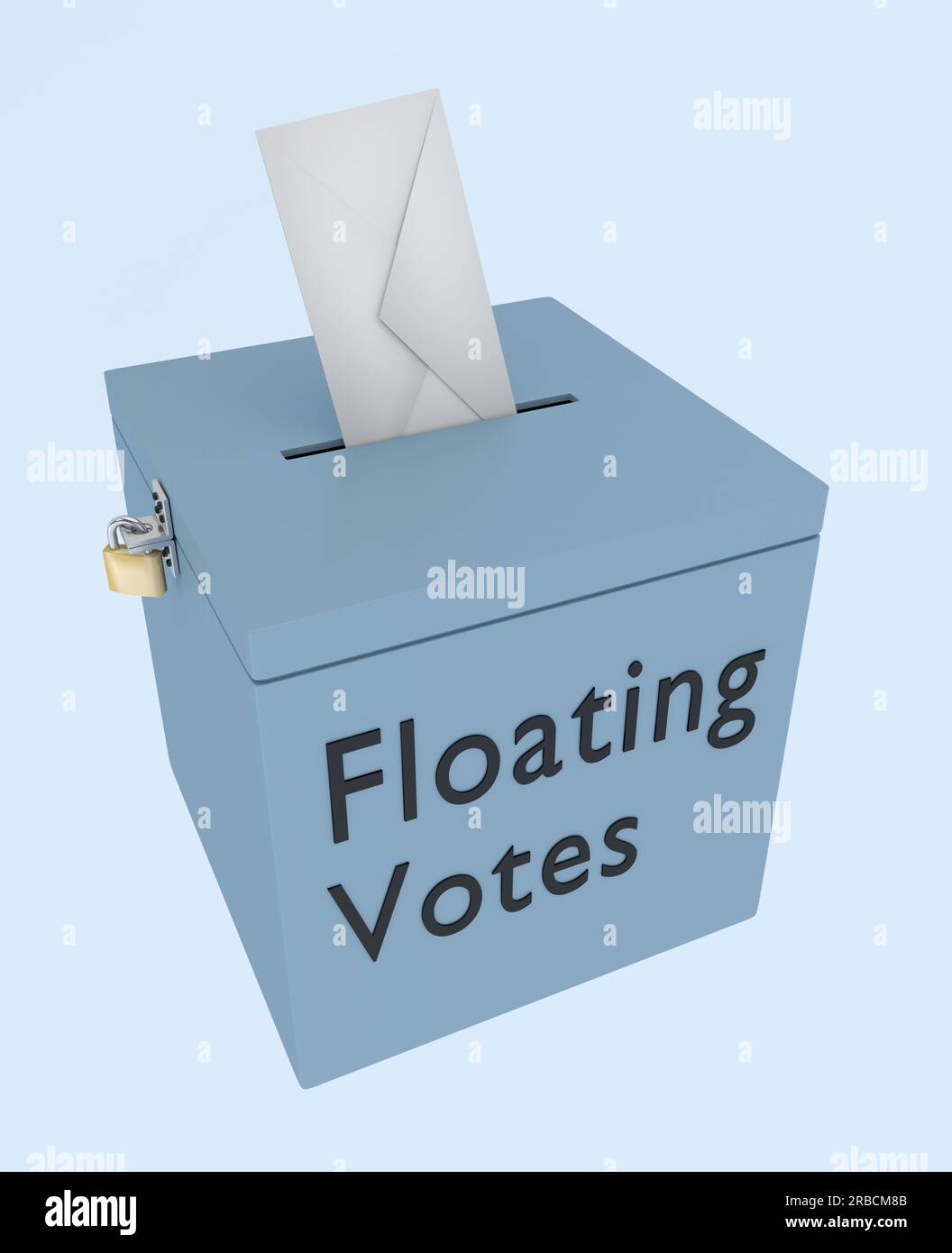 3D illustration of a ballot box and a Floating Votes script on its side ...