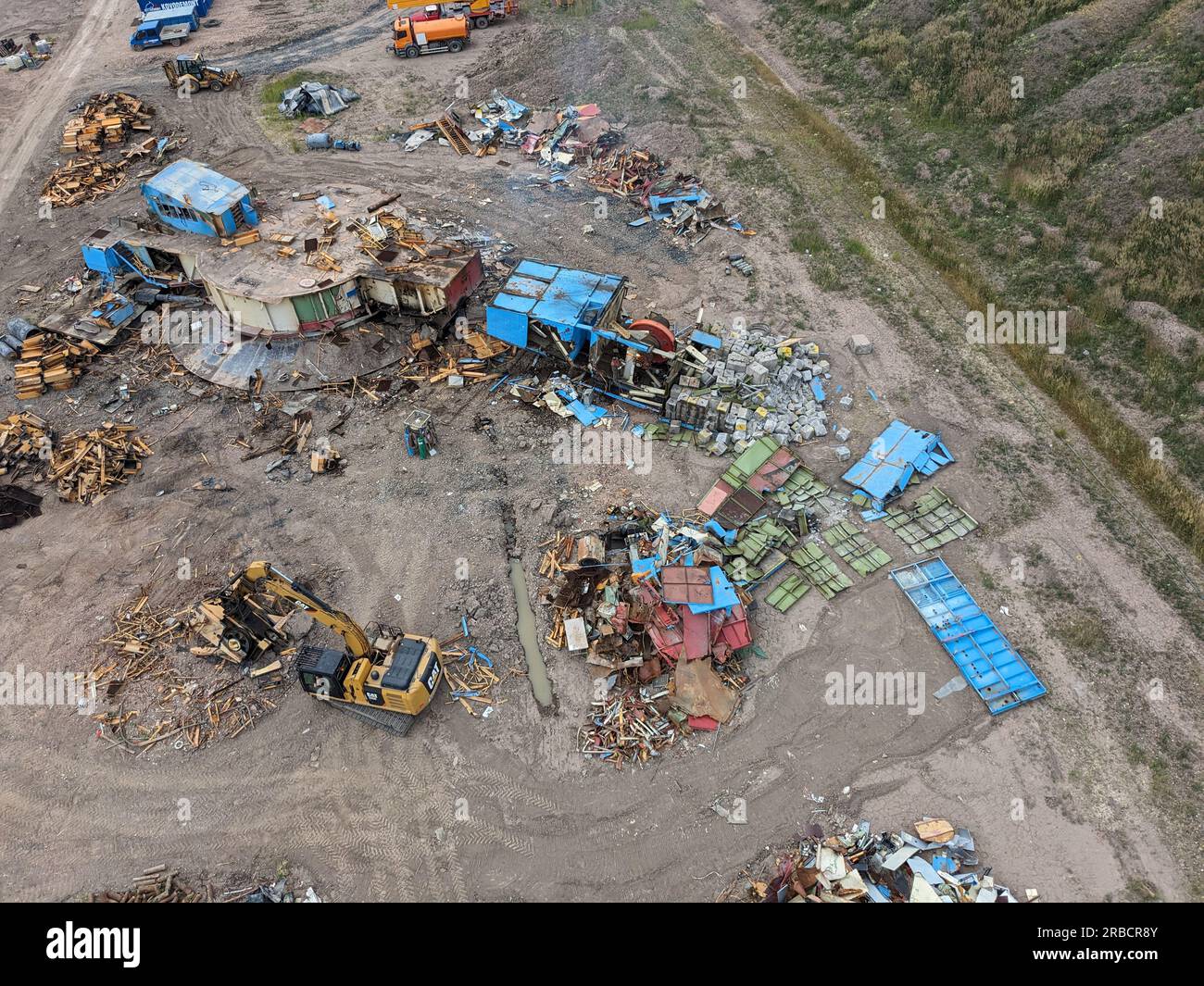 huge bucket wheel excavator digging operations in the brown coal mine ...