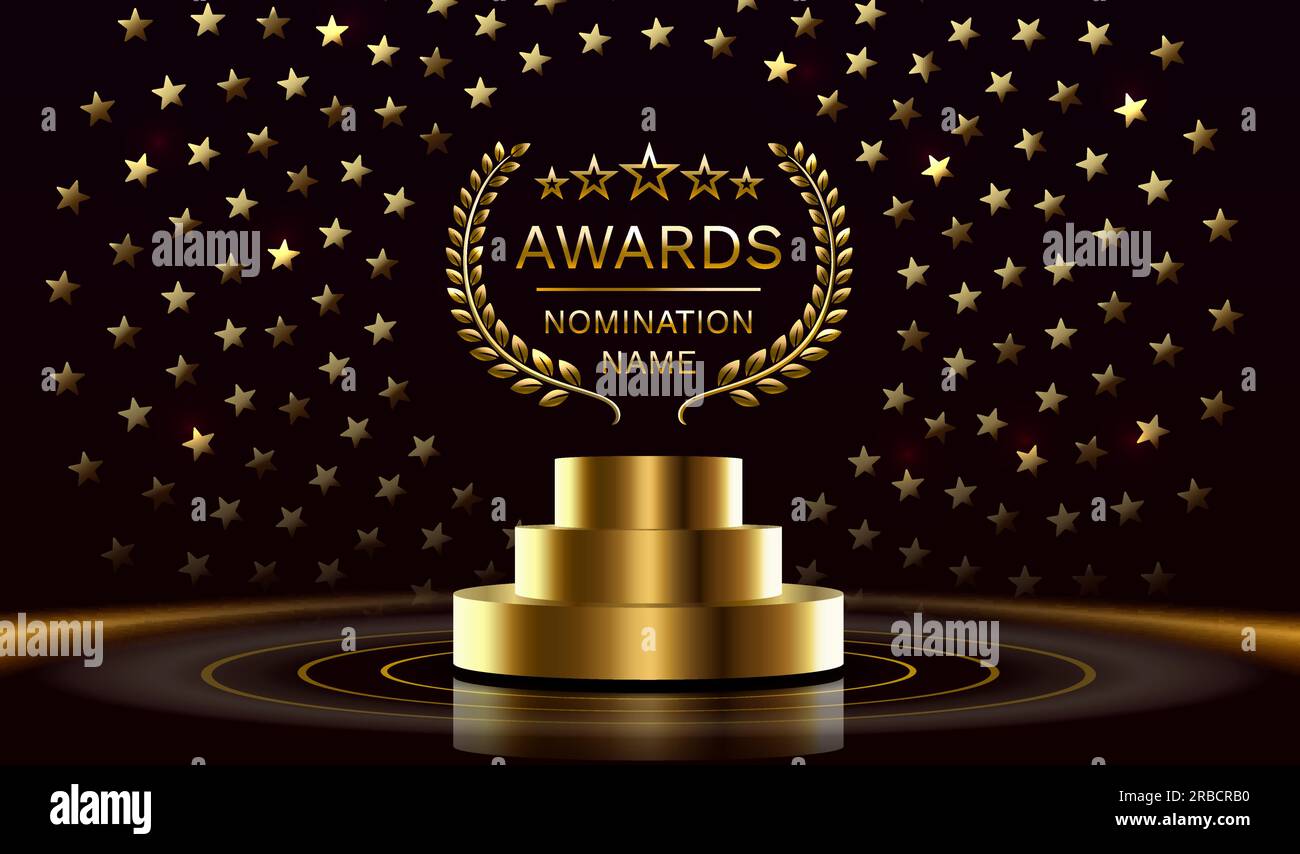 Awards nomination name podium, golden prize event, scene star ceremony ...