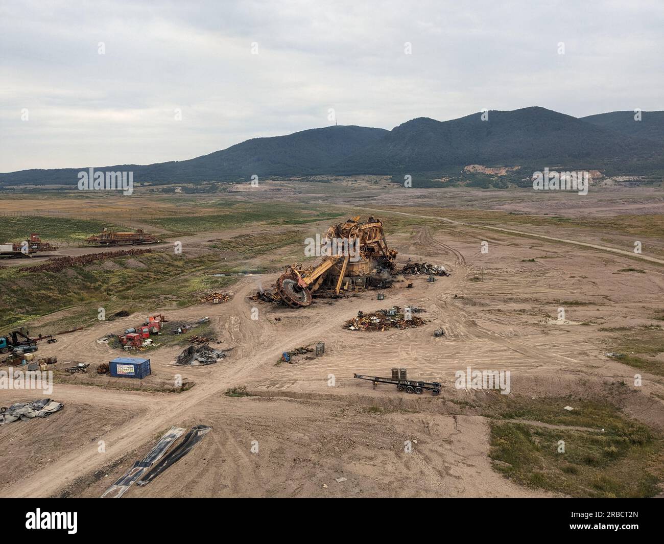 huge bucket wheel excavator being disassembled to scrap metal after ...