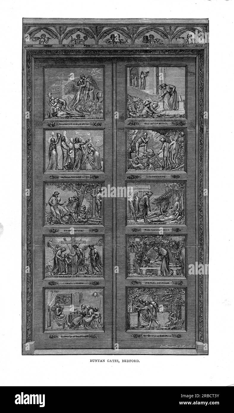 The Bunyan Gates, Bedford, England These Bronze doors are decorated ...