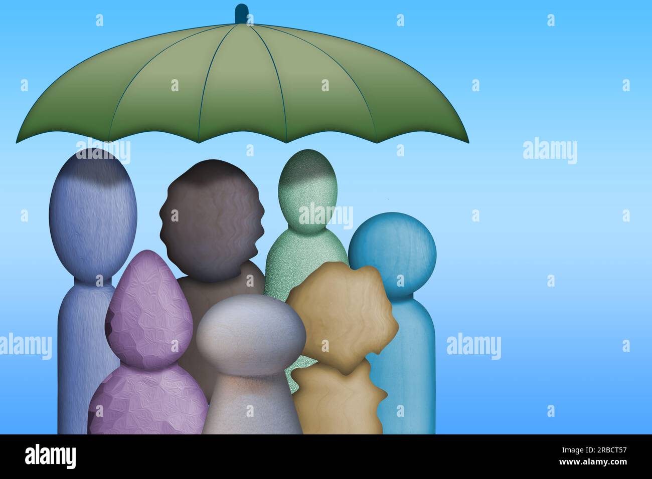 Unique and diverse looking characters huddled together under an ...