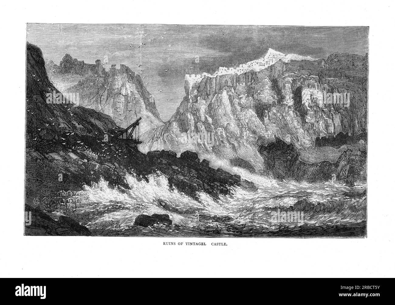 Tintagel Castle - Engraving by Charles Butterworth & Richard Heath ...