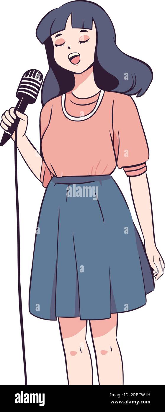 One woman singing with microphone on stage Stock Vector Image & Art - Alamy