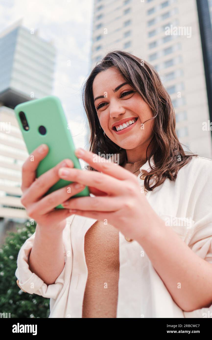 Vertical video person texting messages hi-res stock photography and ...