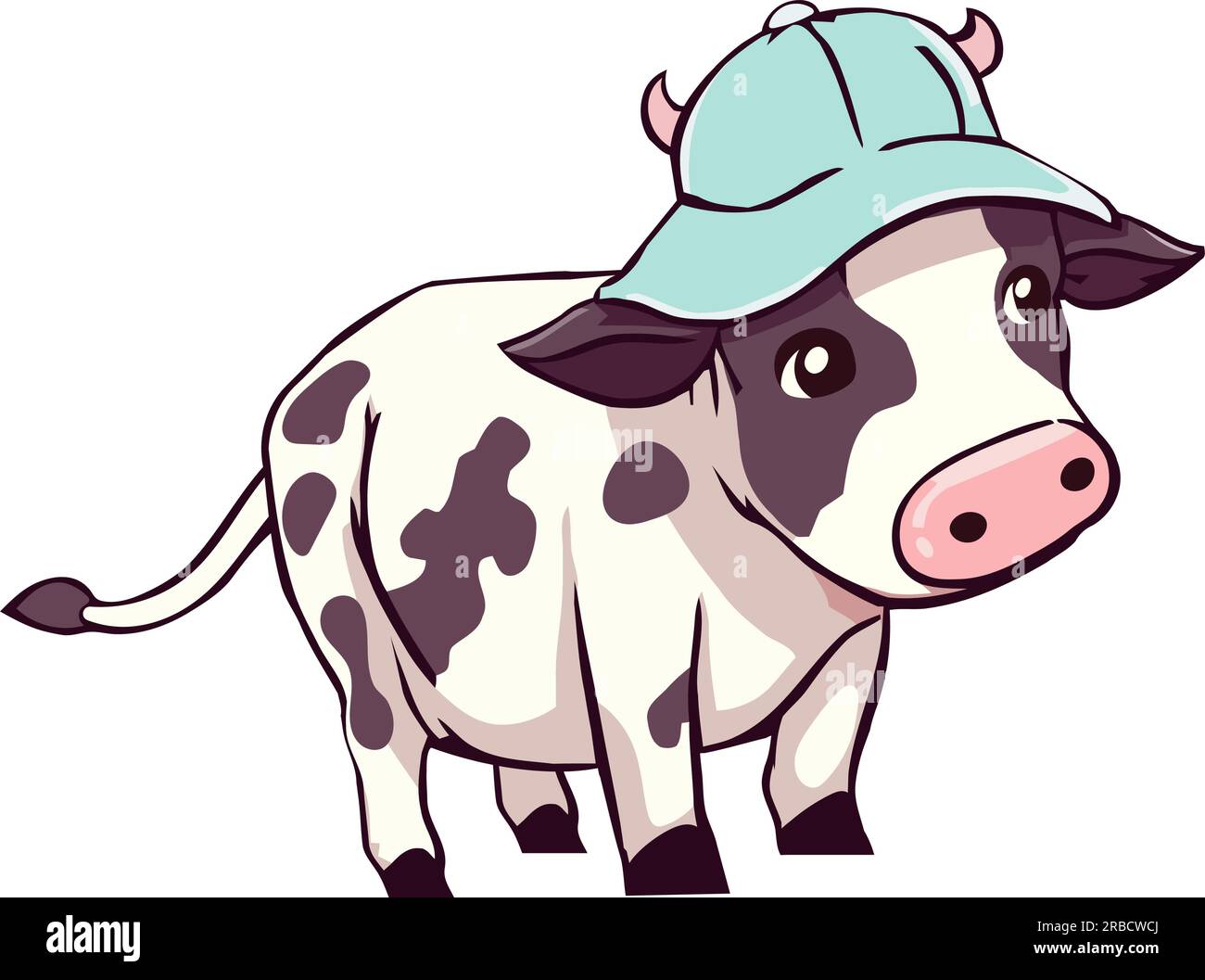 Cute cartoon cow with hat icon Stock Vector Image & Art - Alamy