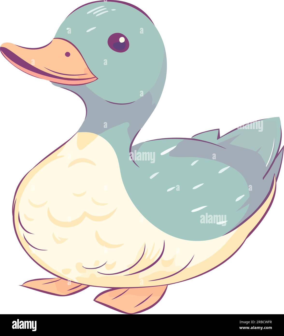 Cute duckling quacking on white background vector Stock Vector Image ...