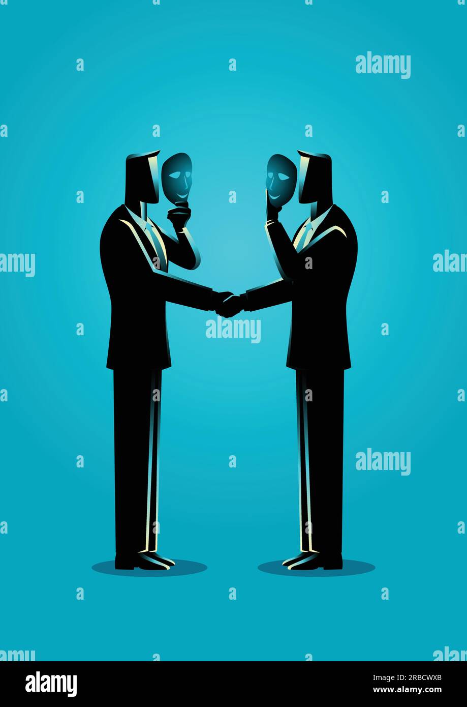 Business concept vector illustration of two businessmen giving ...