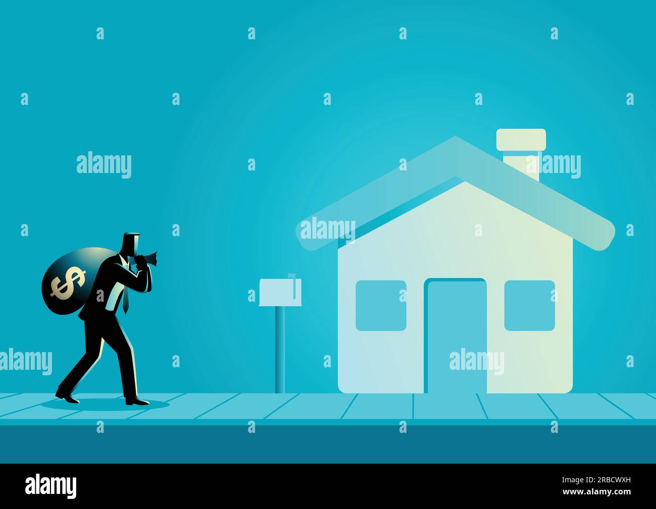 Business concept vector illustration of a businessman carried a money ...