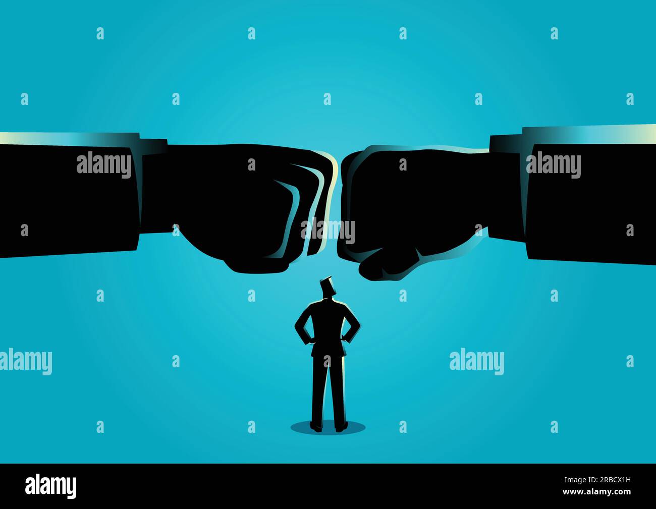 Business concept vectro illustration of a businessman watching two ...