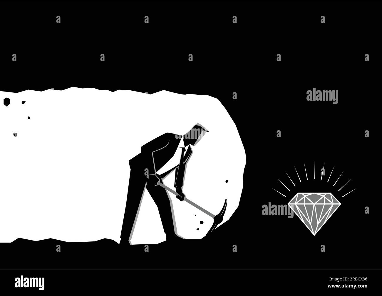 Business concept vector illustration of a businessman digging and ...