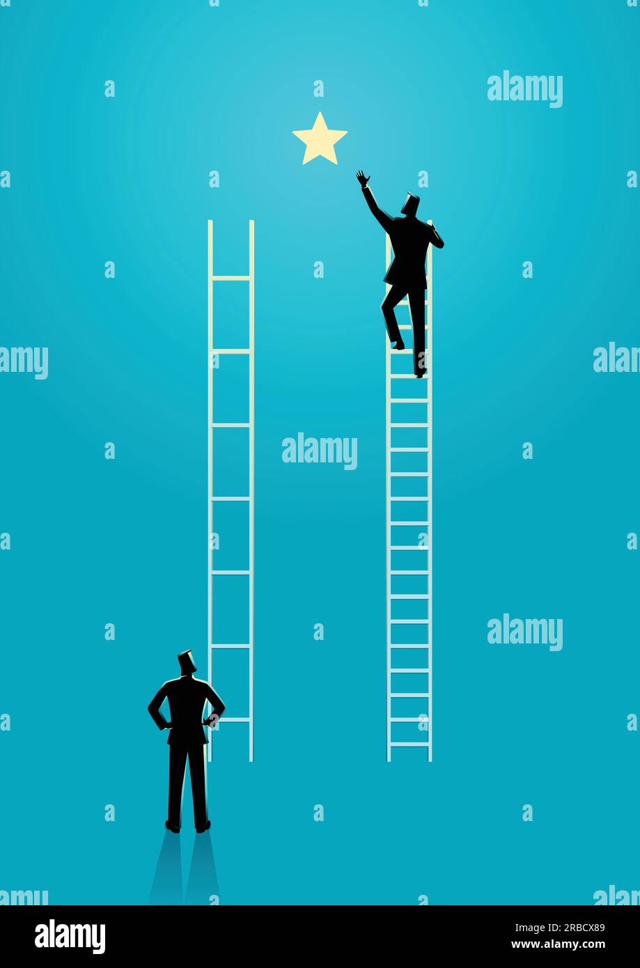 Business vector illustration of unfair competition, inequality or ...