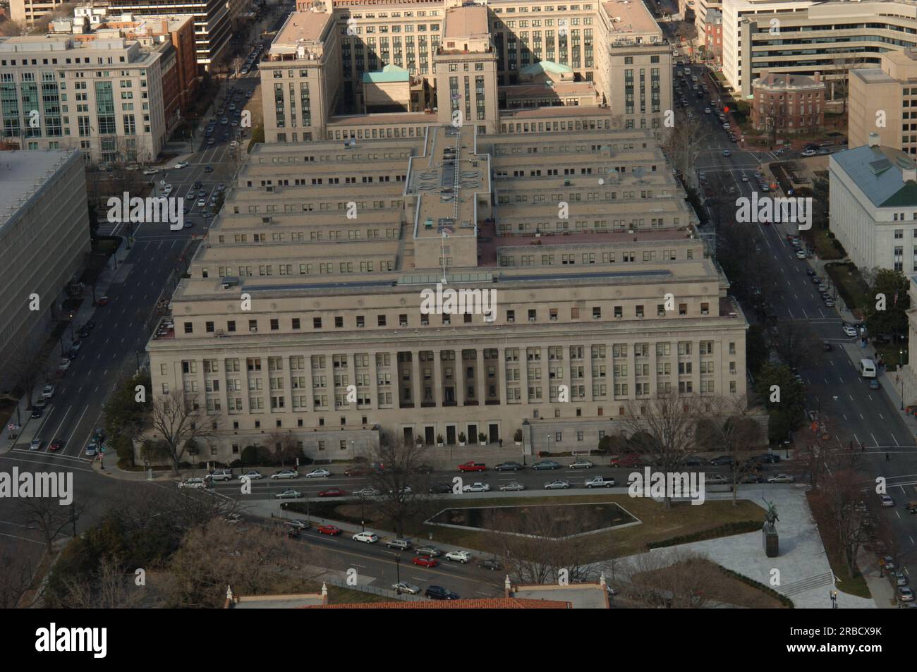 Aerial views of Main Interior, buildings and monuments in the vicinity ...