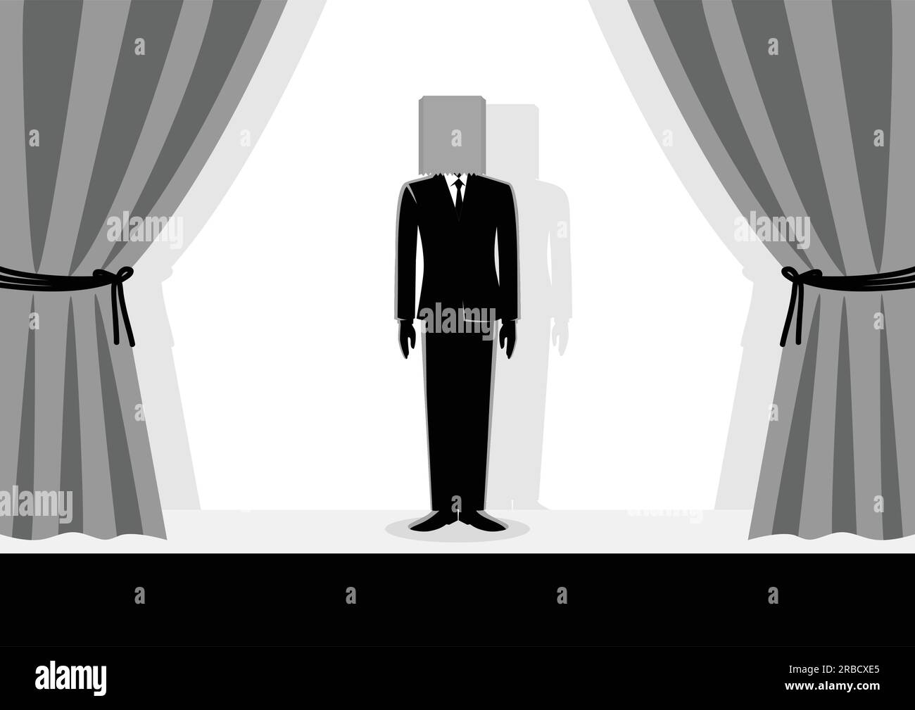 Business concept vector illustration of a businessman wearing paper bag ...