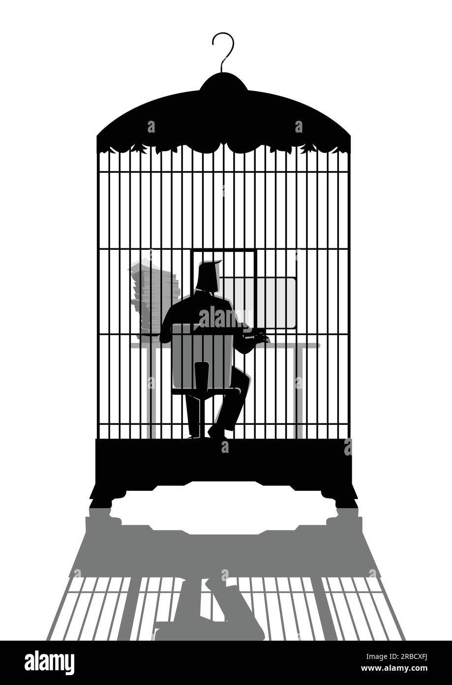 Business concept vector illustration of a businessman working on ...