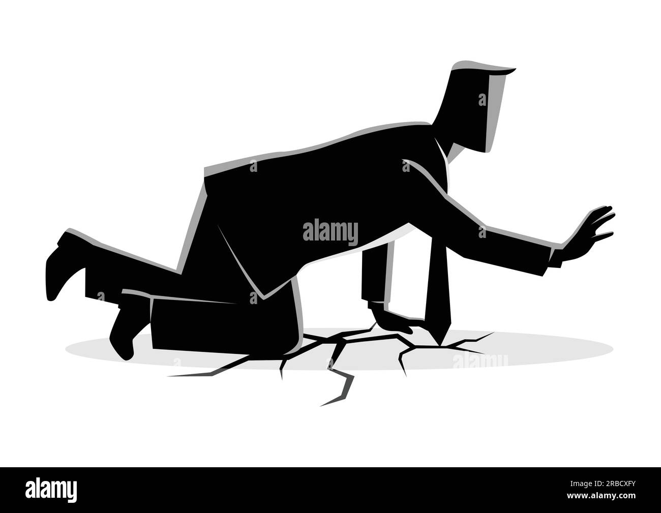 Business concept vector illustration of a businessman crawling on crack ...