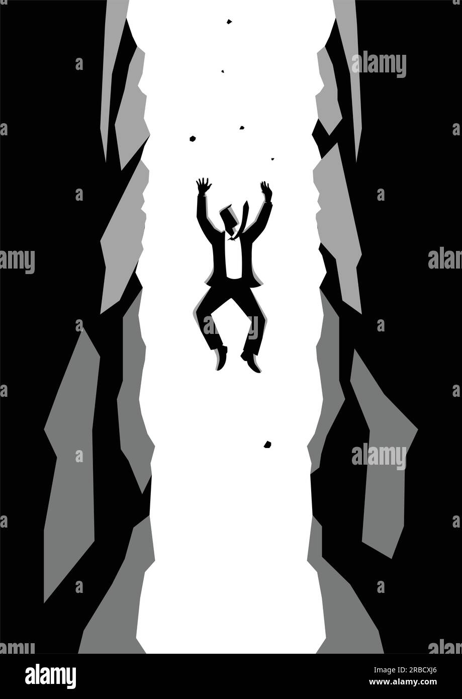 Man falling in abyss Black and White Stock Photos & Images - Alamy