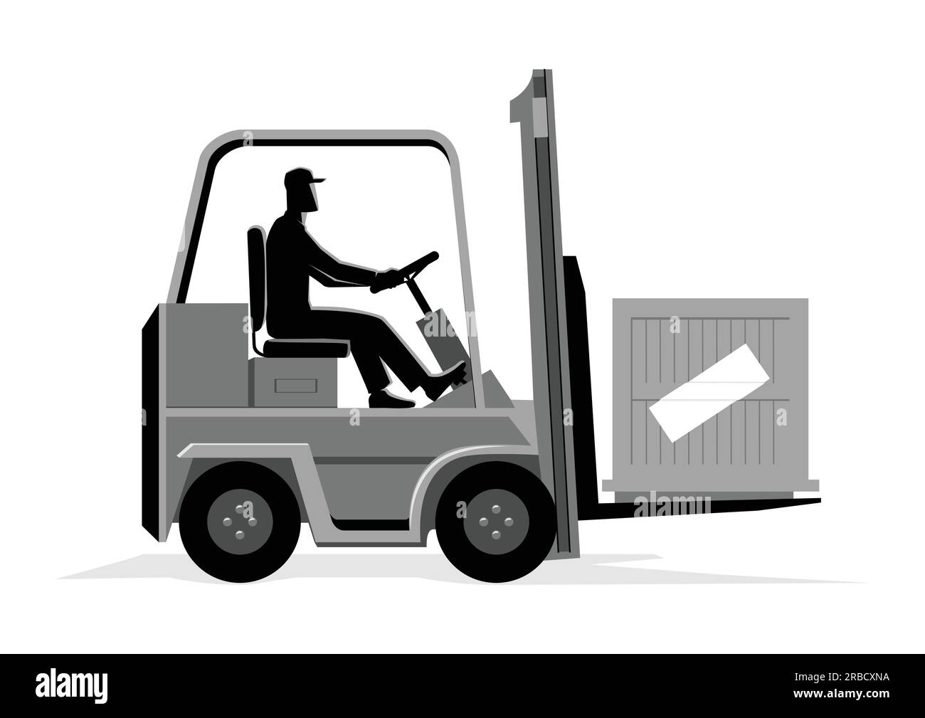 Vector illustration of a man driving a forklift Stock Vector Image ...