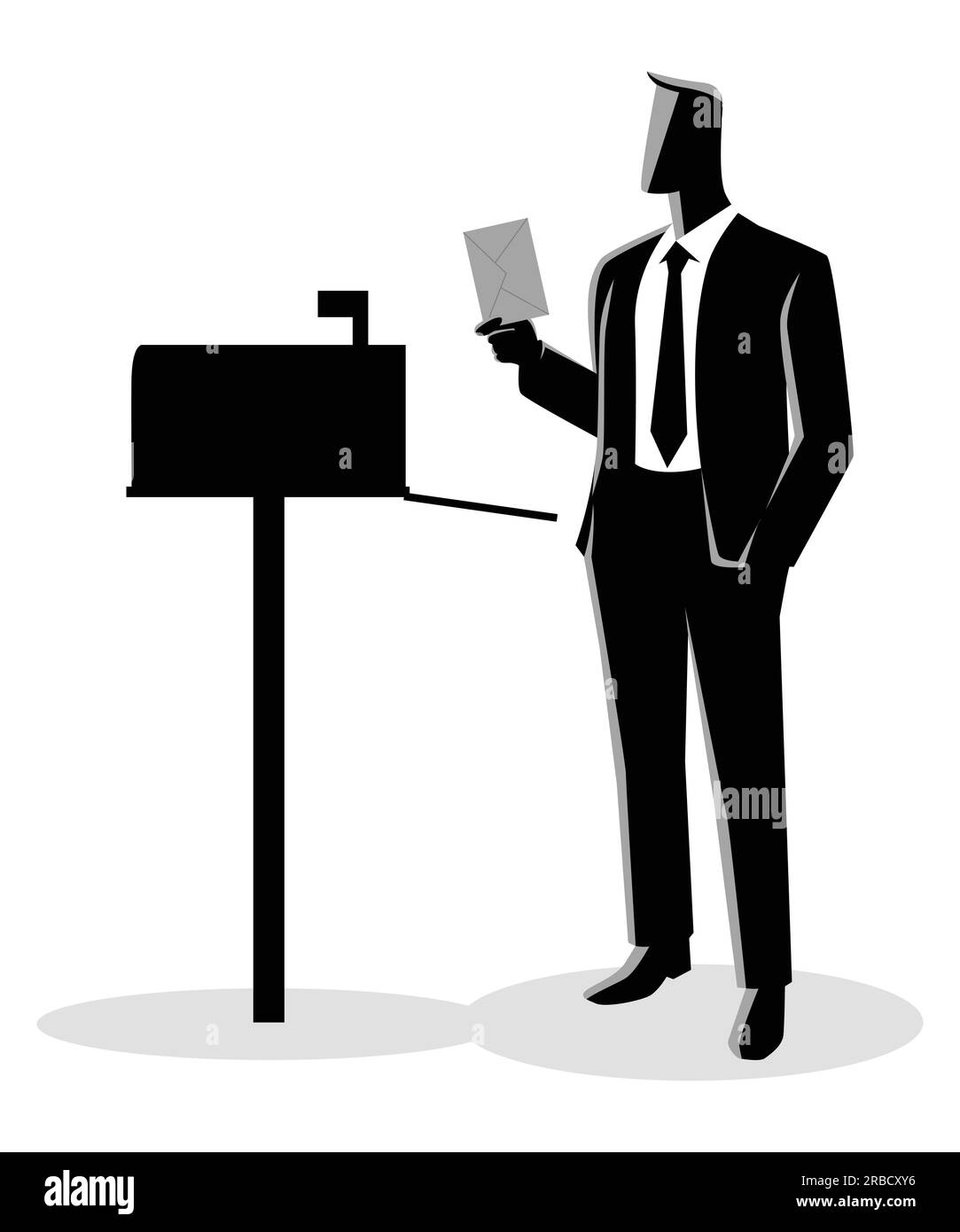 Vector illustration of a man opened mailbox receiving a letter Stock ...