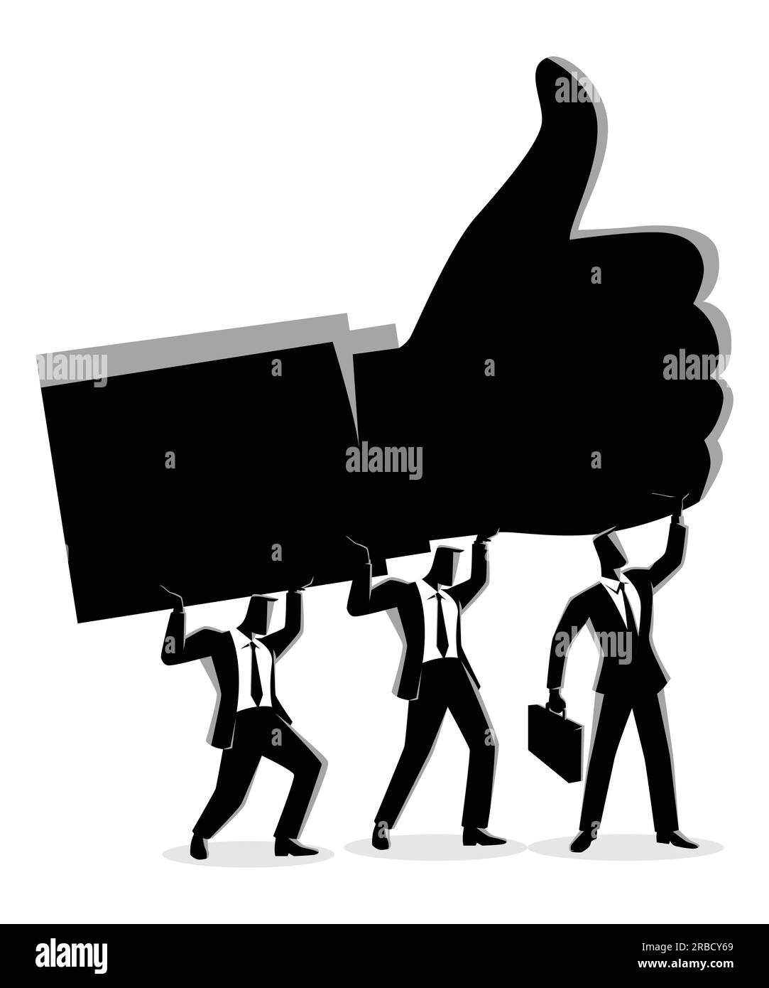 Business concept vector illustration of businessmen holding up giant ...