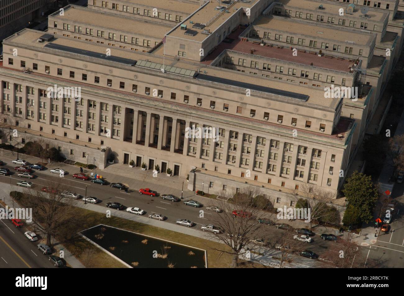 Aerial views of Main Interior, buildings and monuments in the vicinity ...