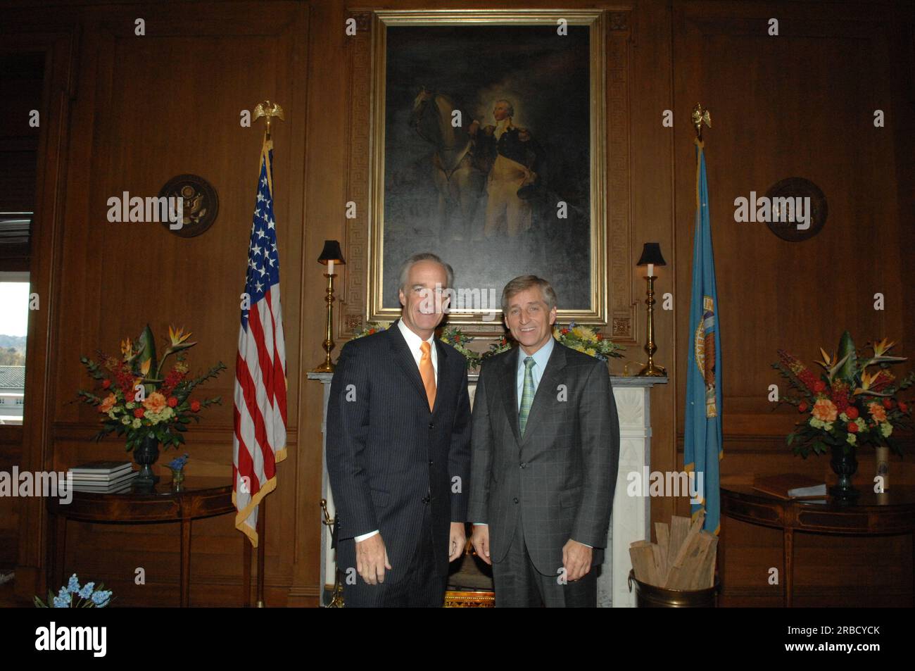 Secretary Dirk Kemmpthorne meeting at Main Interior with Mark Racicot ...