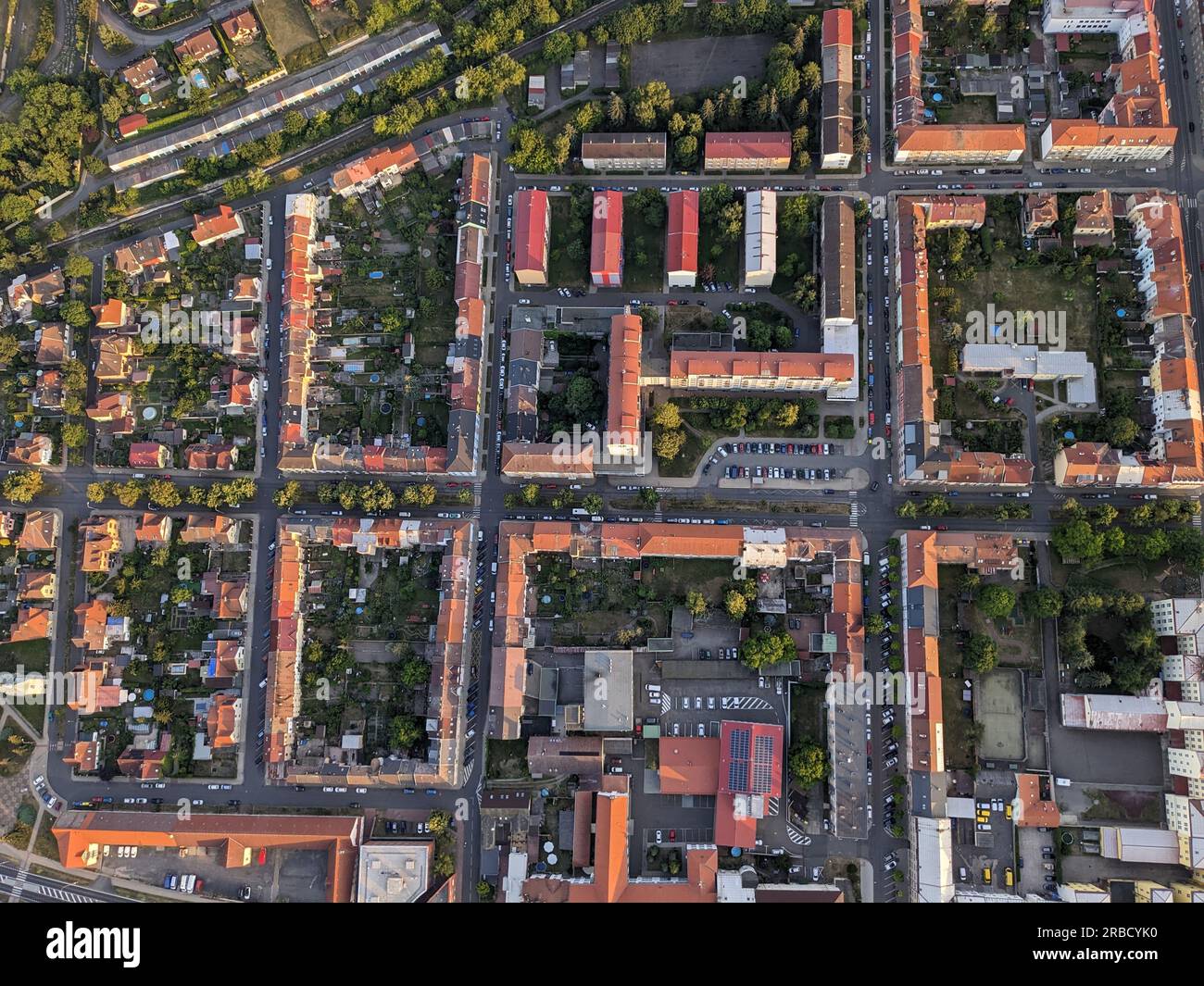 Historical city center of Louny town,aerial panorama cityscape ...